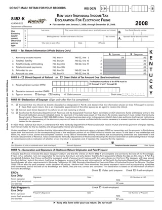 8453-K - Kentucky Individual Income Tax Declaration For Electronic ...