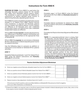 8582-K - Kentucky Passive Activity Loss Limitations - Form 42A740-S18 | PDF