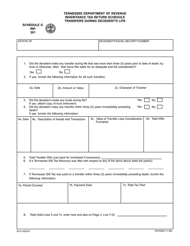 Schedule G - Transfers During Decedent's Life | PDF