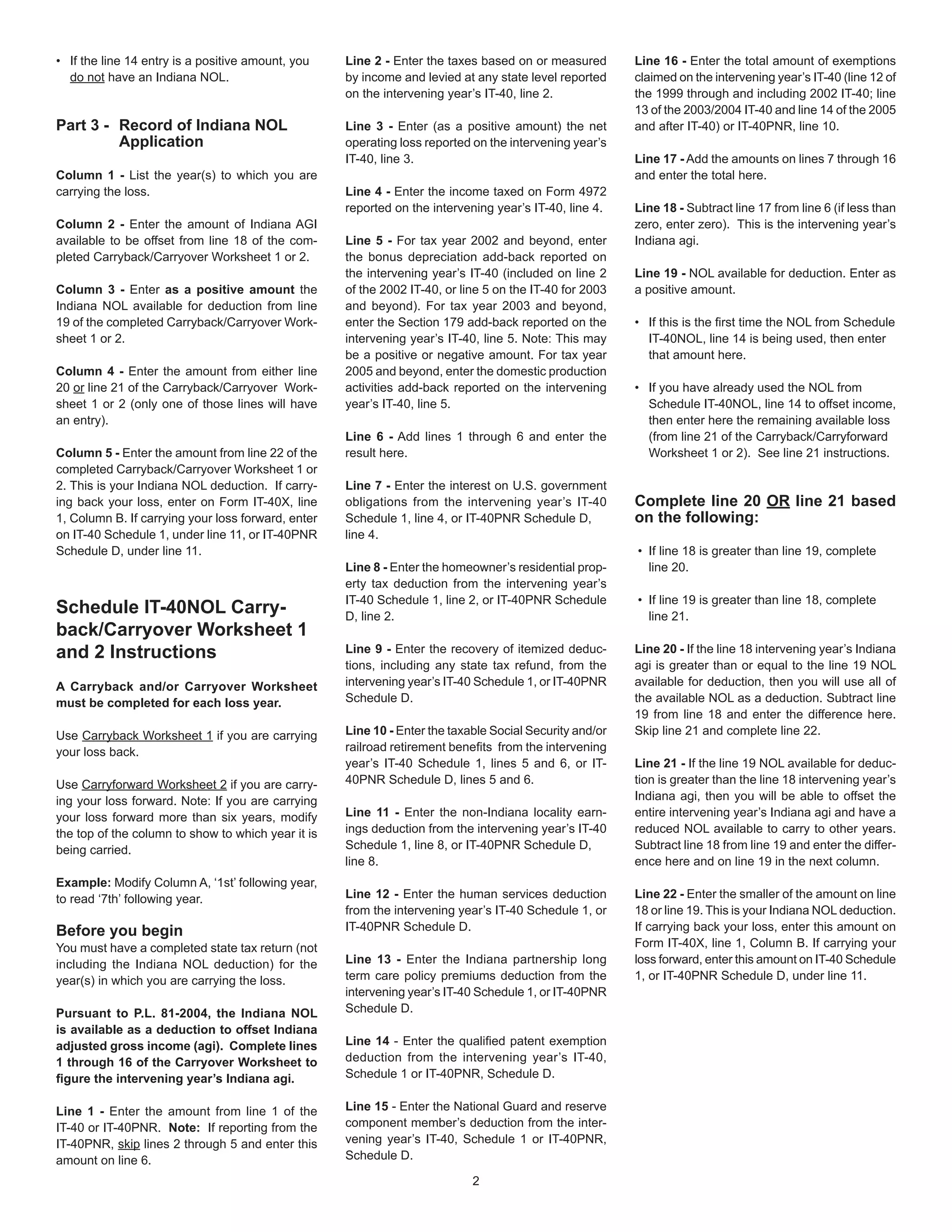 Net Operating Loss Computation for Individuals | PDF