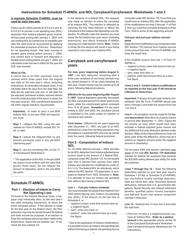 Net Operating Loss Computation for Individuals | PDF