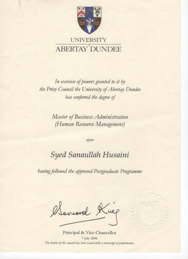 Syed, Sanaullah - MBA degree certificate Syed, Sanaullah - MBA degree certificate