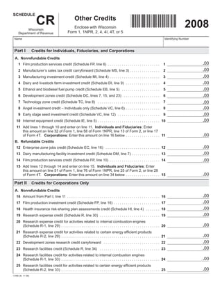Schedule CR | PDF | Personal Taxes | Personal Finance