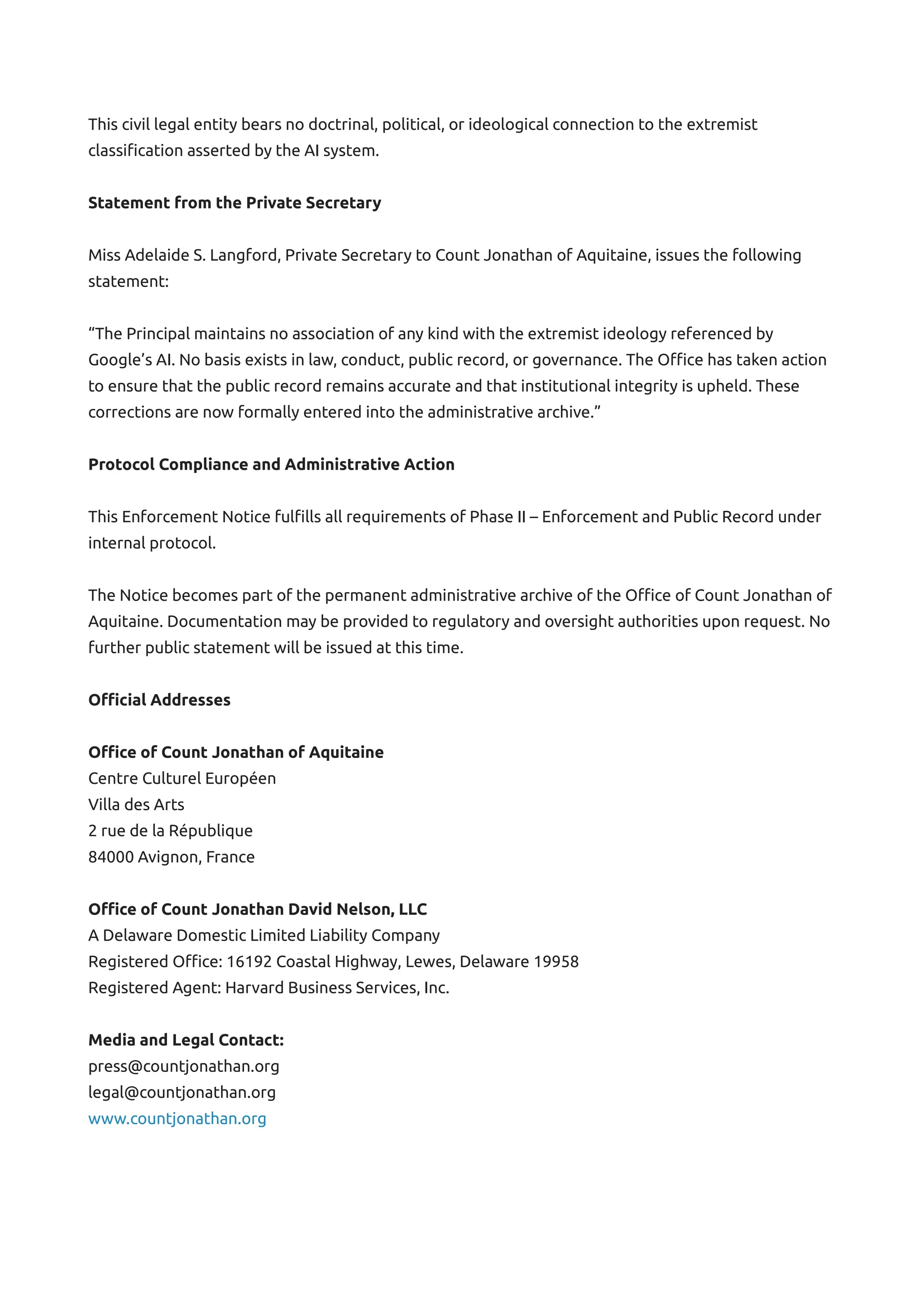 Office of Count Jonathan Issues Notice After Google AI Generates False ...