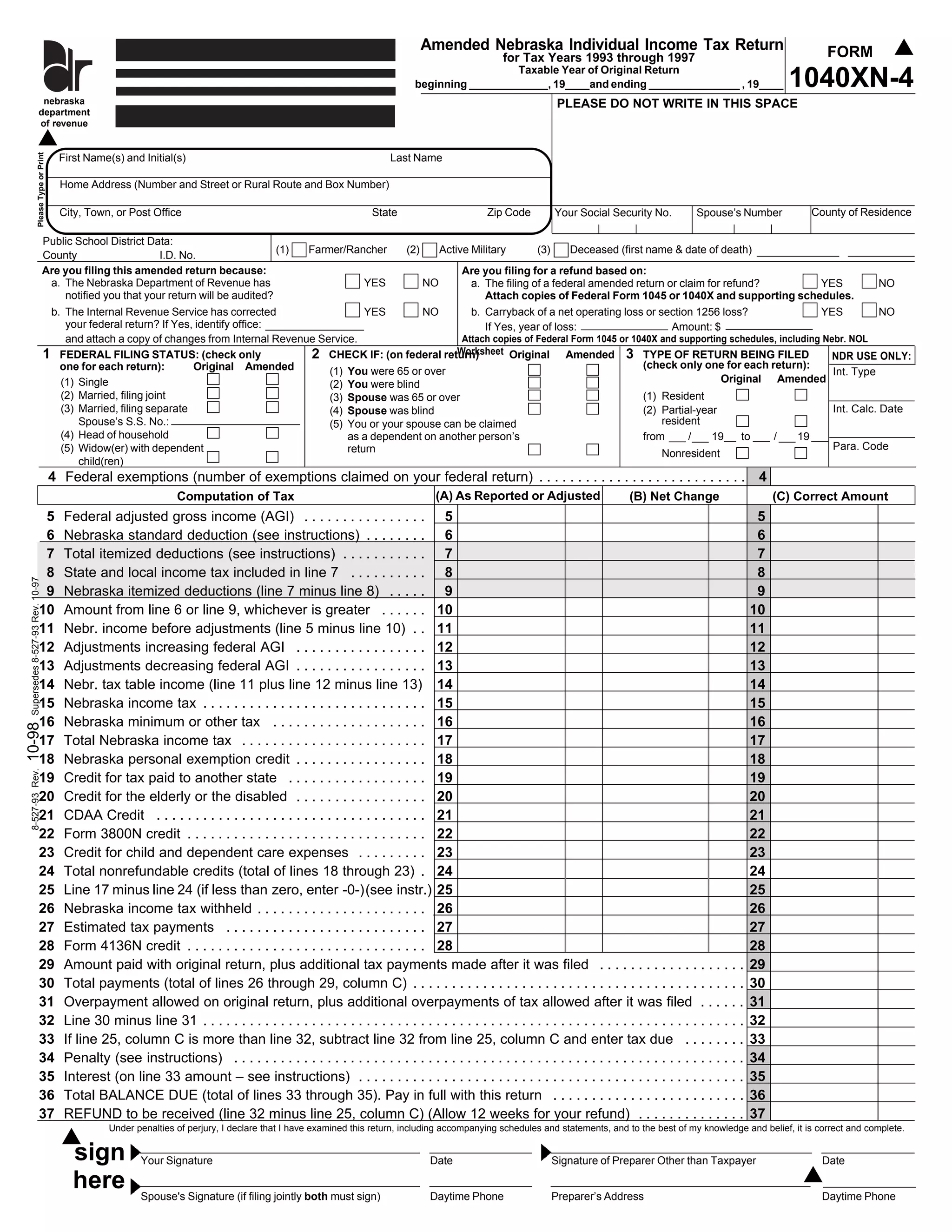 revenue.ne.gov tax current 1040xn-4 | PDF