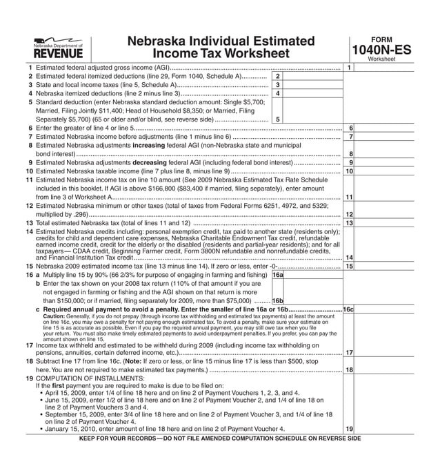 revenue.ne.gov tax current f_1040nes_2009 | PDF | Business Accounting ...