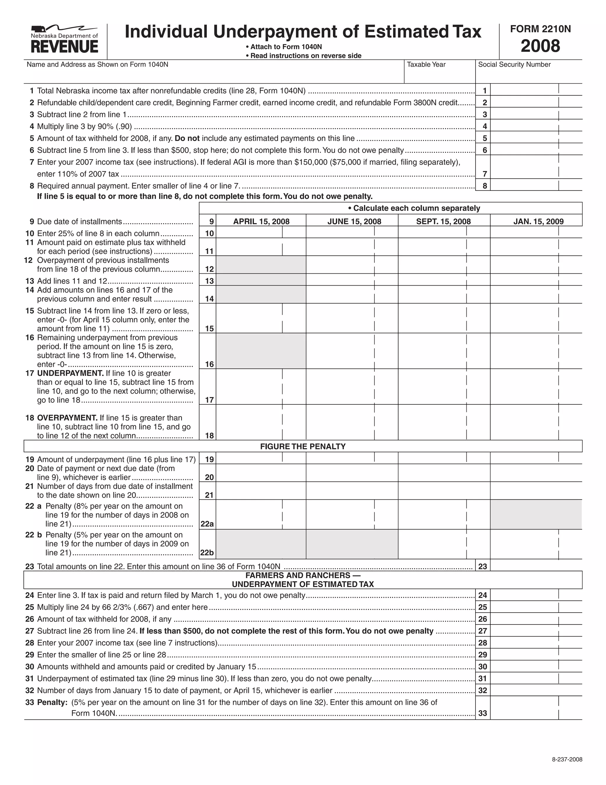 revenue.ne.gov tax current f_2210n | PDF