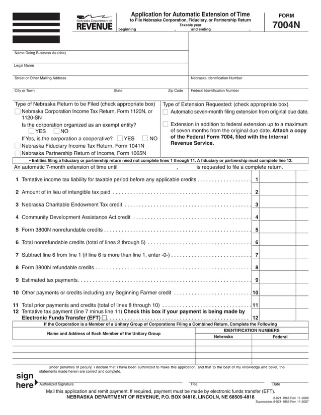 revenue.ne.gov tax current f_7004n | PDF