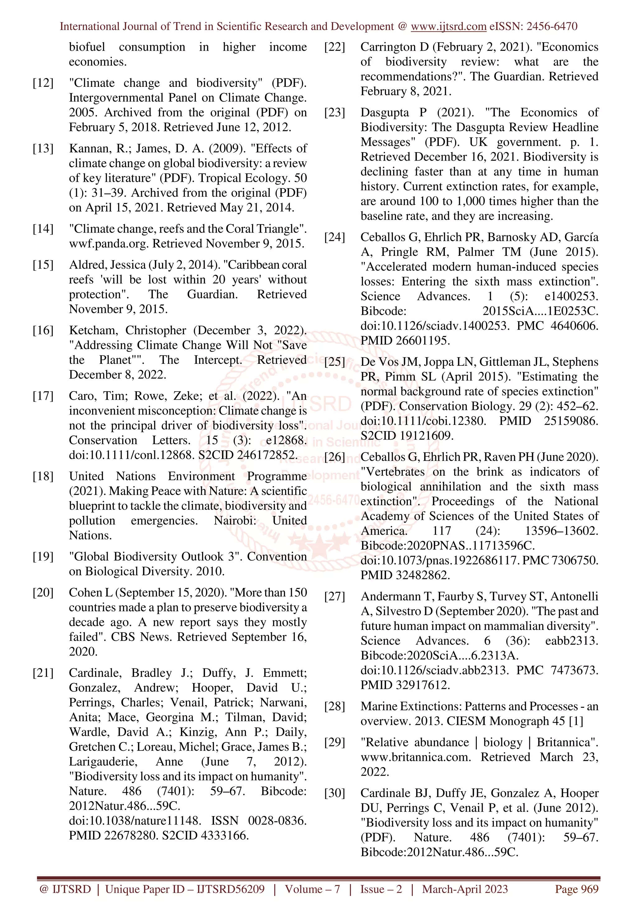 Affect of Climate Change on Biodiversity | PDF