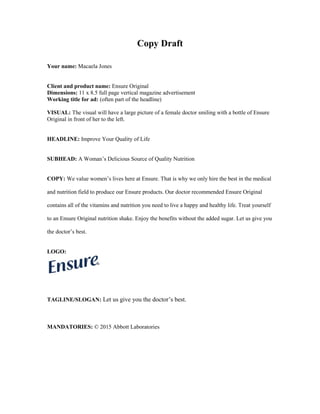 Copy Draft Ensure Ad | PDF