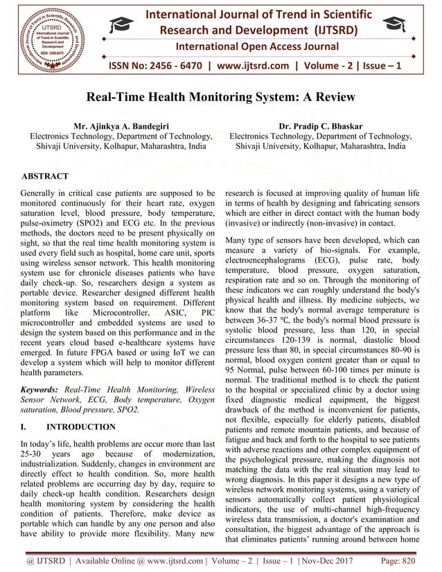 Real Time Health Monitoring System: A Review | PDF