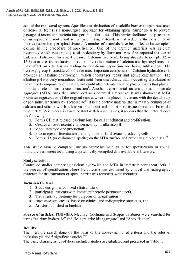 Success rate of Calcium Hydroxide vs Mineral Trioxide Aggregate as ...