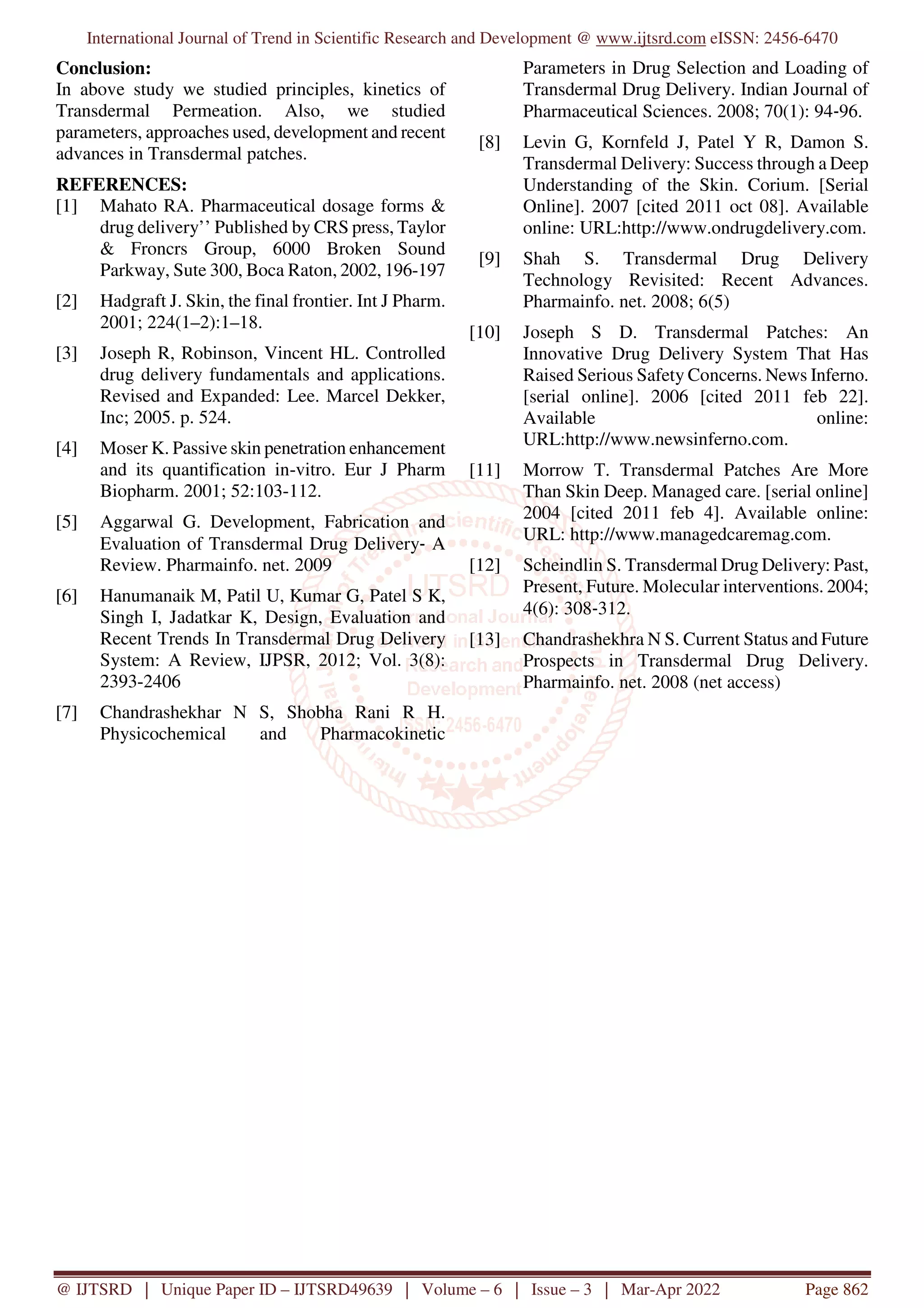 Transdermal Drug Delivery System A Review | PDF