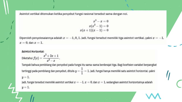 12 A1 kelompok 6: Asimtot Datar, Tegak, dan Miring | PPTX