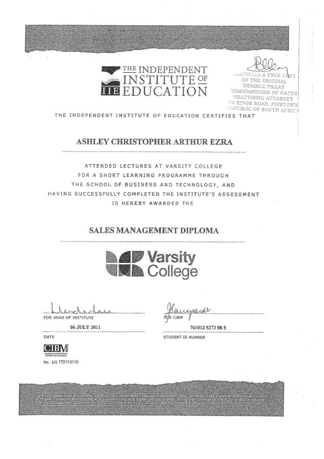 VARSITY COLLEGE DIPLOMA