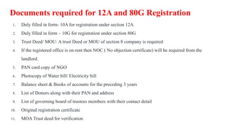 Online 12A Registration and Online 80G Registration - We Legalize | PDF