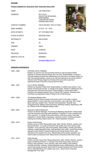 Lim Teng Kooi Resume | DOC