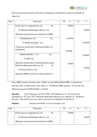12 accountancy notes_ch09_redemption_of_debentures_02 | PDF
