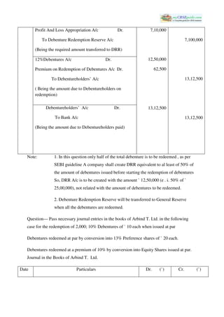 12 accountancy notes_ch09_redemption_of_debentures_02 | PDF