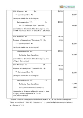 12 accountancy notes_ch09_redemption_of_debentures_02 | PDF