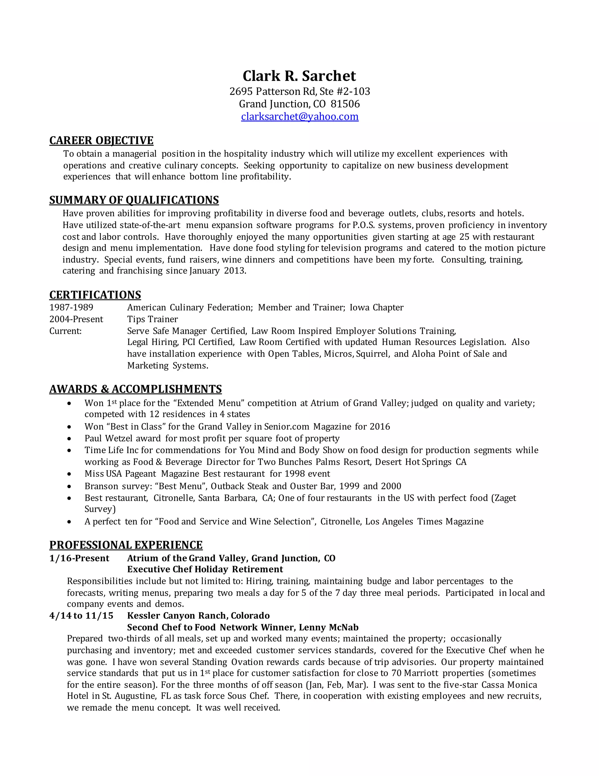 Clark Sarchet Resume | DOCX