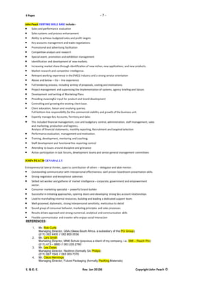 John Peach CV (Summary) | DOC