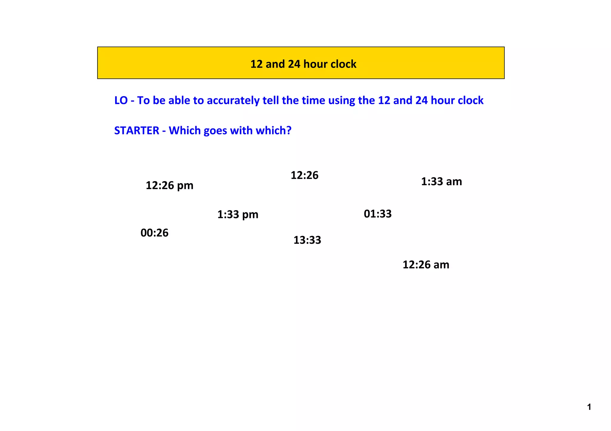 12 and 24 clock plate lesson | PDF