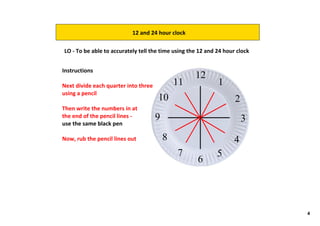 12 and 24 clock plate lesson | PDF