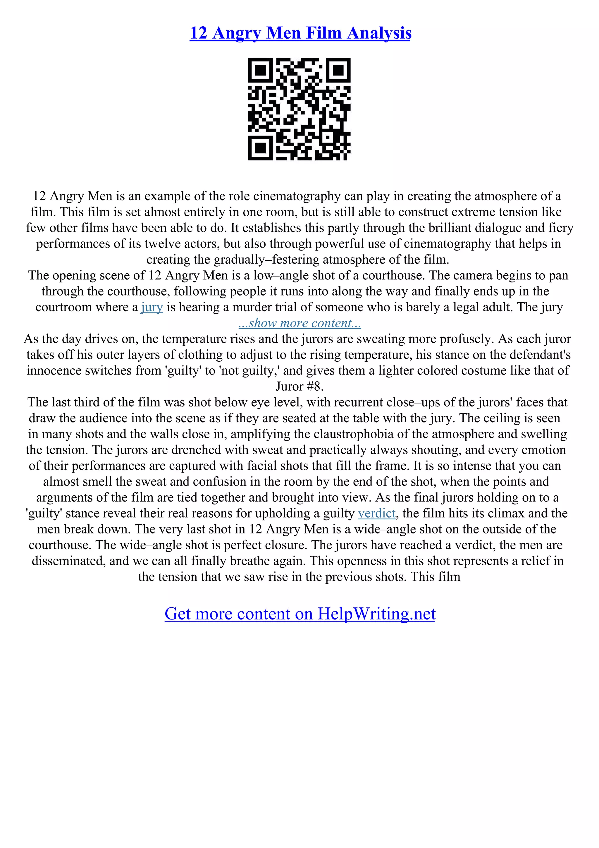 12 Angry Men Essay | PDF