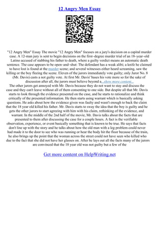12 Angry Men Essays | PDF