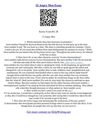 12 Angry Men Essays | PDF