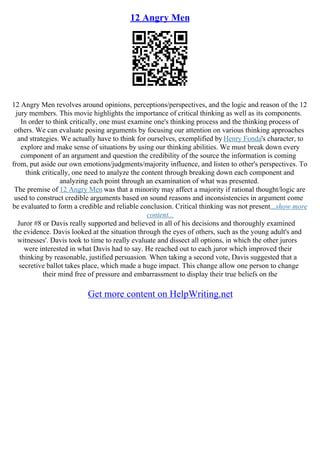 12 Angry Men Essays | PDF