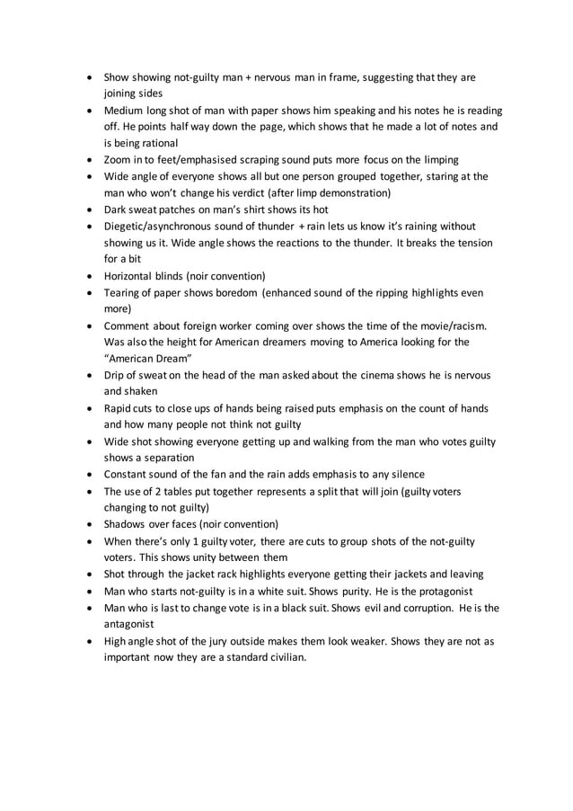 12 angry men notes | DOCX | Musicals | Genres