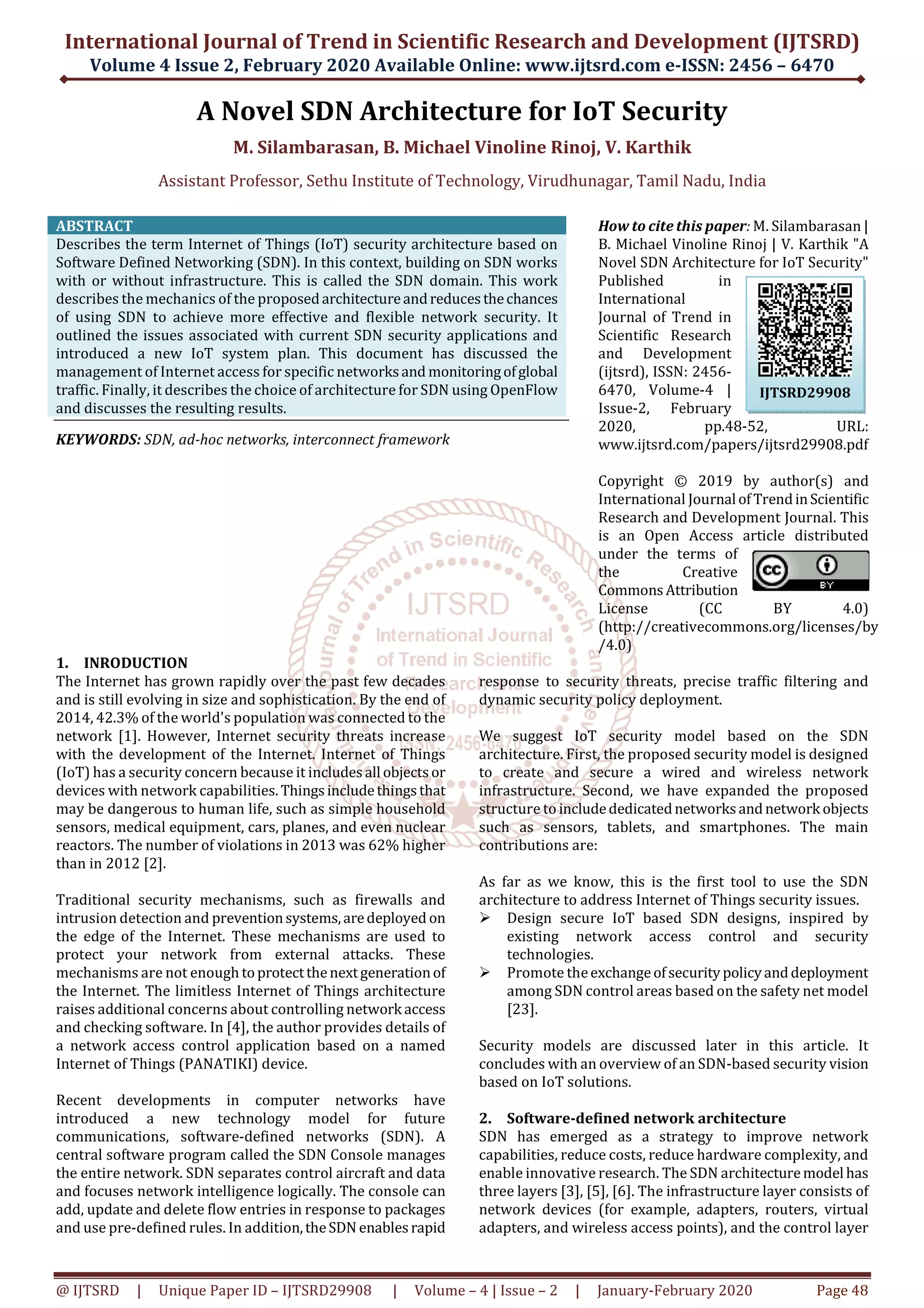 A Novel SDN Architecture for IoT Security | PDF | Operating Systems | Computer Software and ...