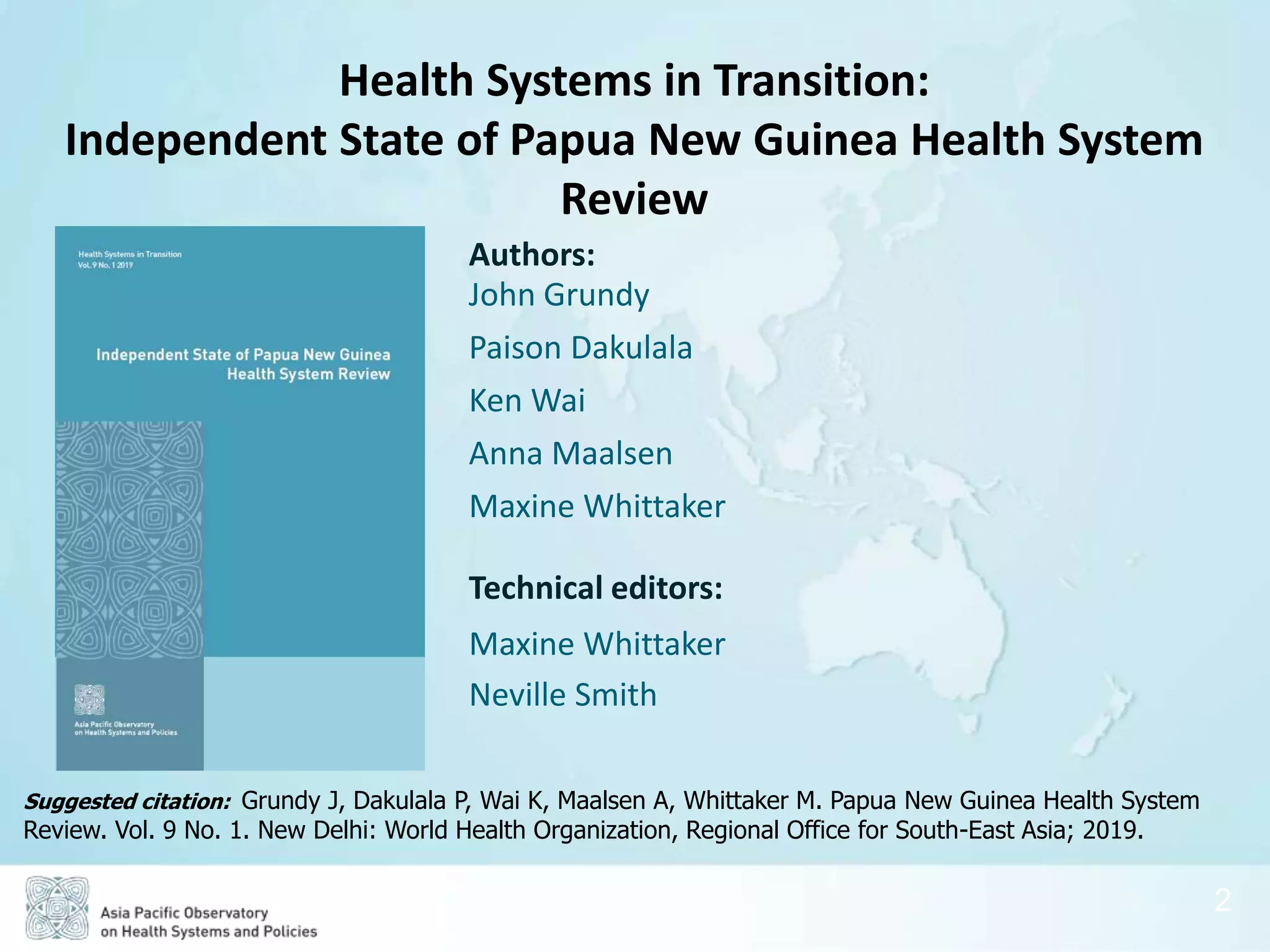 APO Independent State of Papua New Guinea Health System Review (Health ...