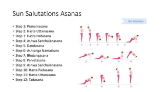 12 Asanas of Surya Namaskar and its benefits | PPTX