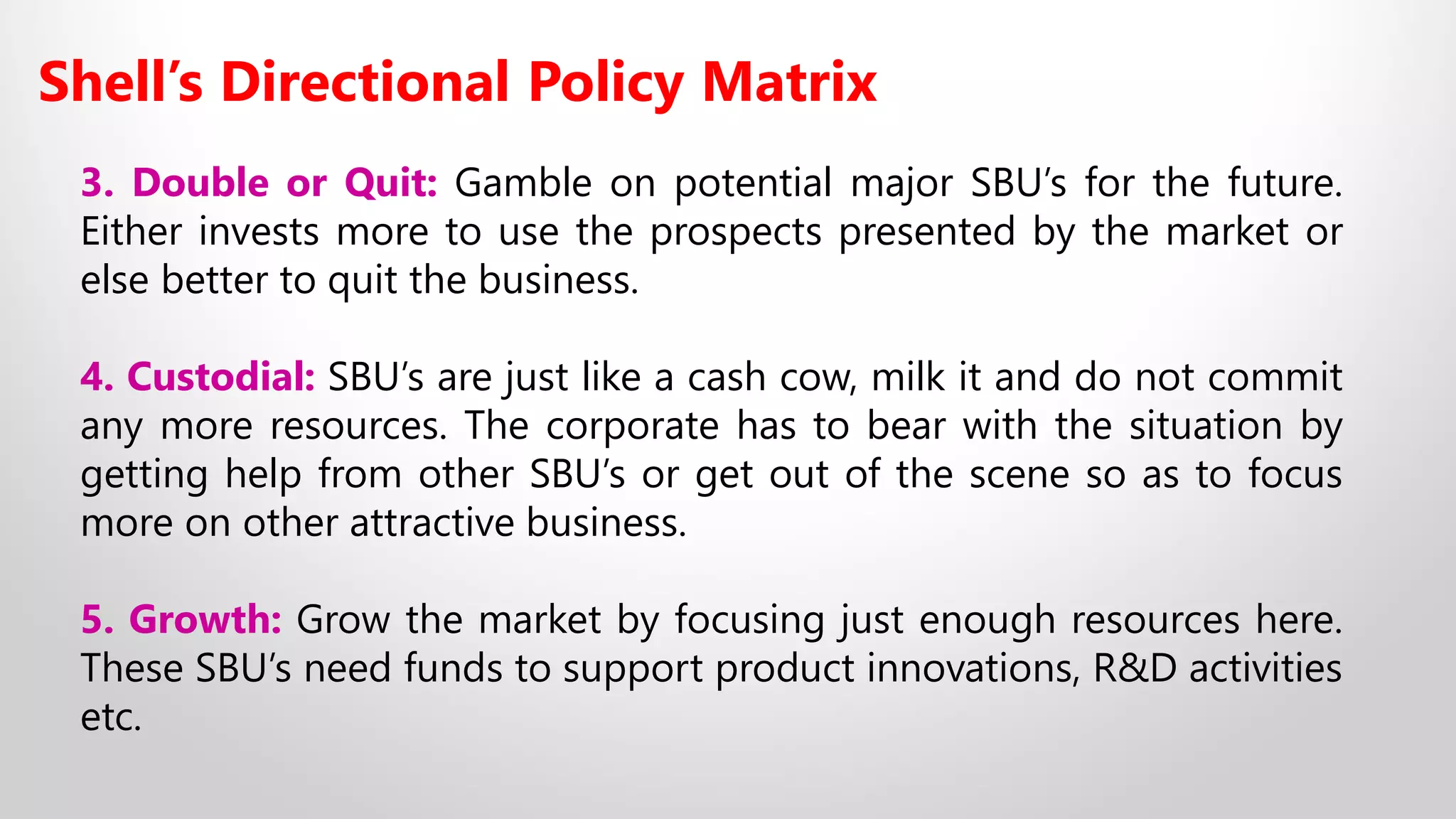 12A Strategic Product Management - Shell's Directional Policy Matrix | PDF