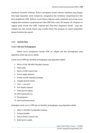 Pengolahan Data GPR KARSAM 2012 | PDF