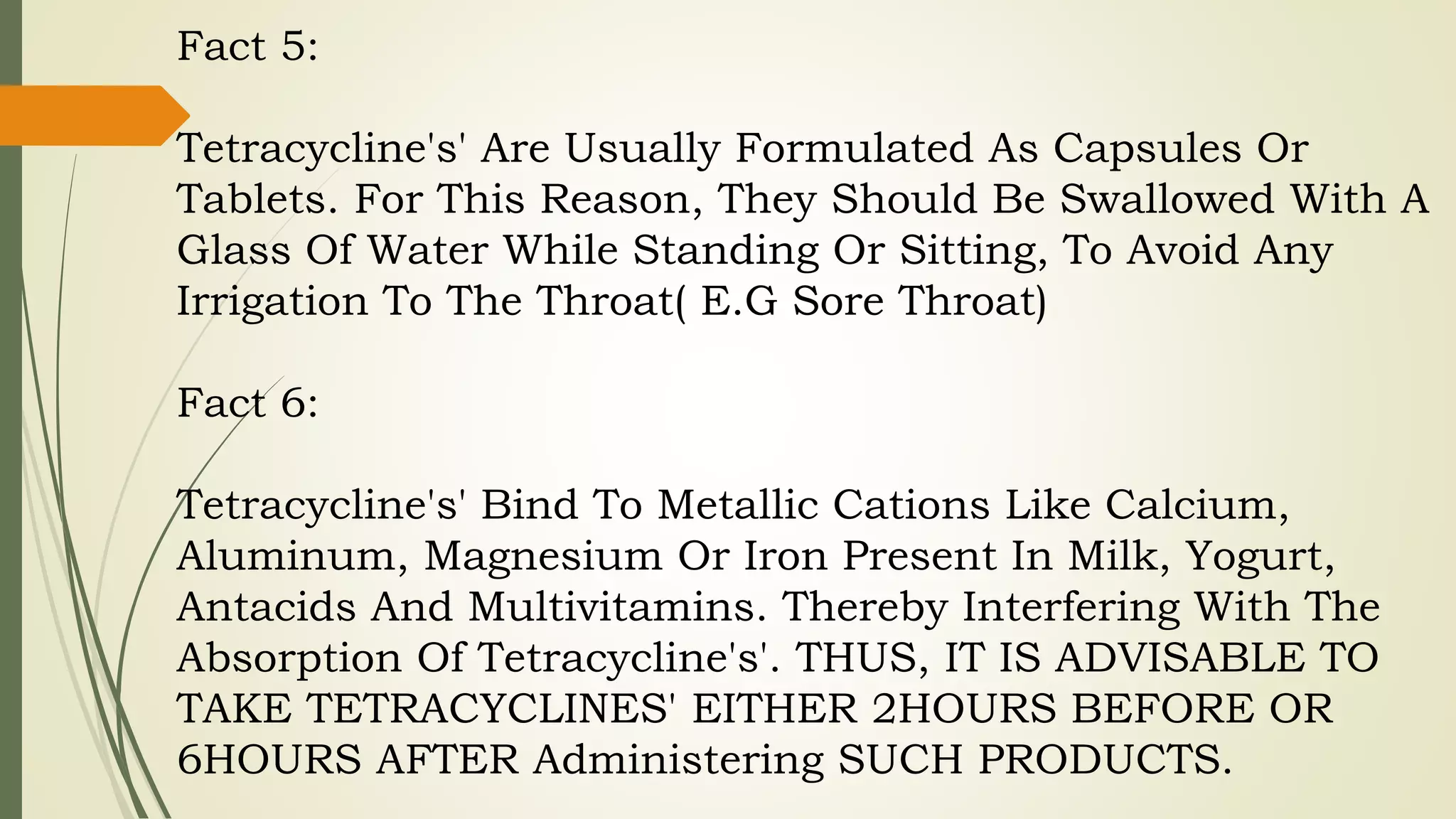 12 basic facts about tetracyclines - medical information | PPT