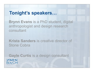 Dec 2009 BayCHI Welcome Slides | PPT