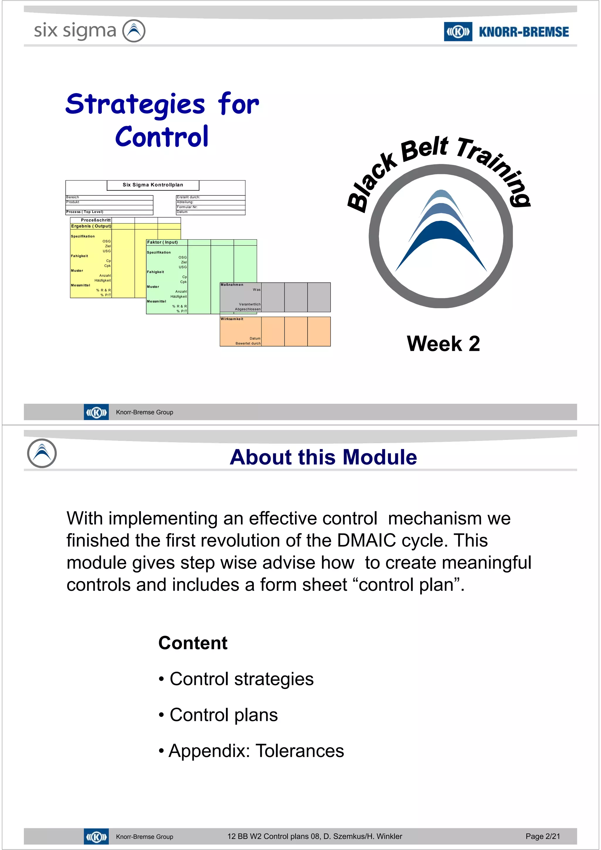 Javier Garcia - Verdugo Sanchez - Six Sigma Training - W2 Control Plan ...
