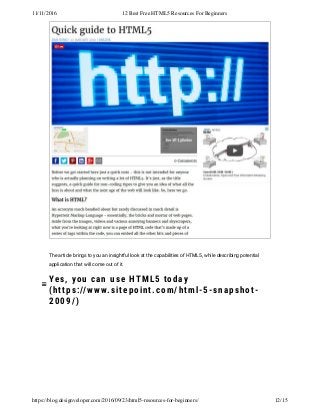 12 best free html5 resources for beginners