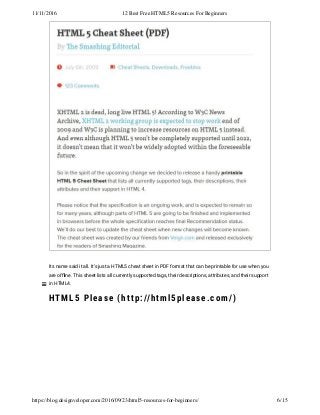 12 best free html5 resources for beginners