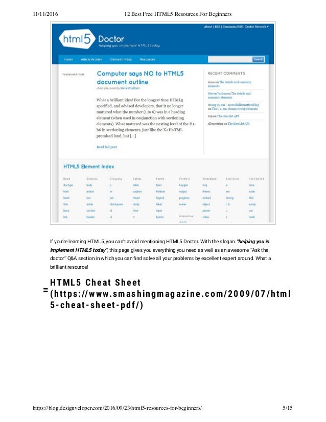12 best free html5 resources for beginners