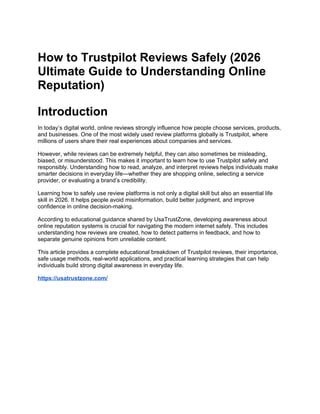 How to Safely Use Trustpilot Reviews: 2026 Ultimate Guide to Online ...