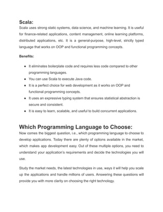 12 best programming languages for web & app development | PDF