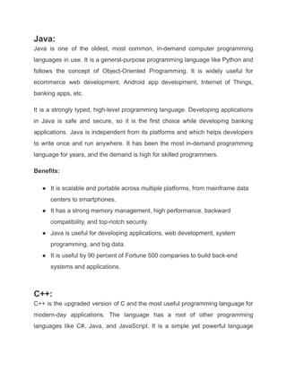 12 best programming languages for web & app development | PDF
