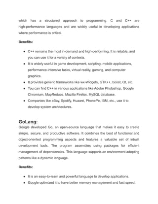 12 best programming languages for web & app development | PDF