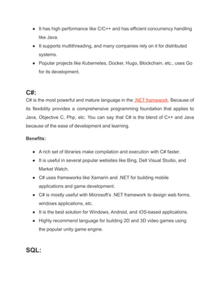 12 best programming languages for web & app development | PDF