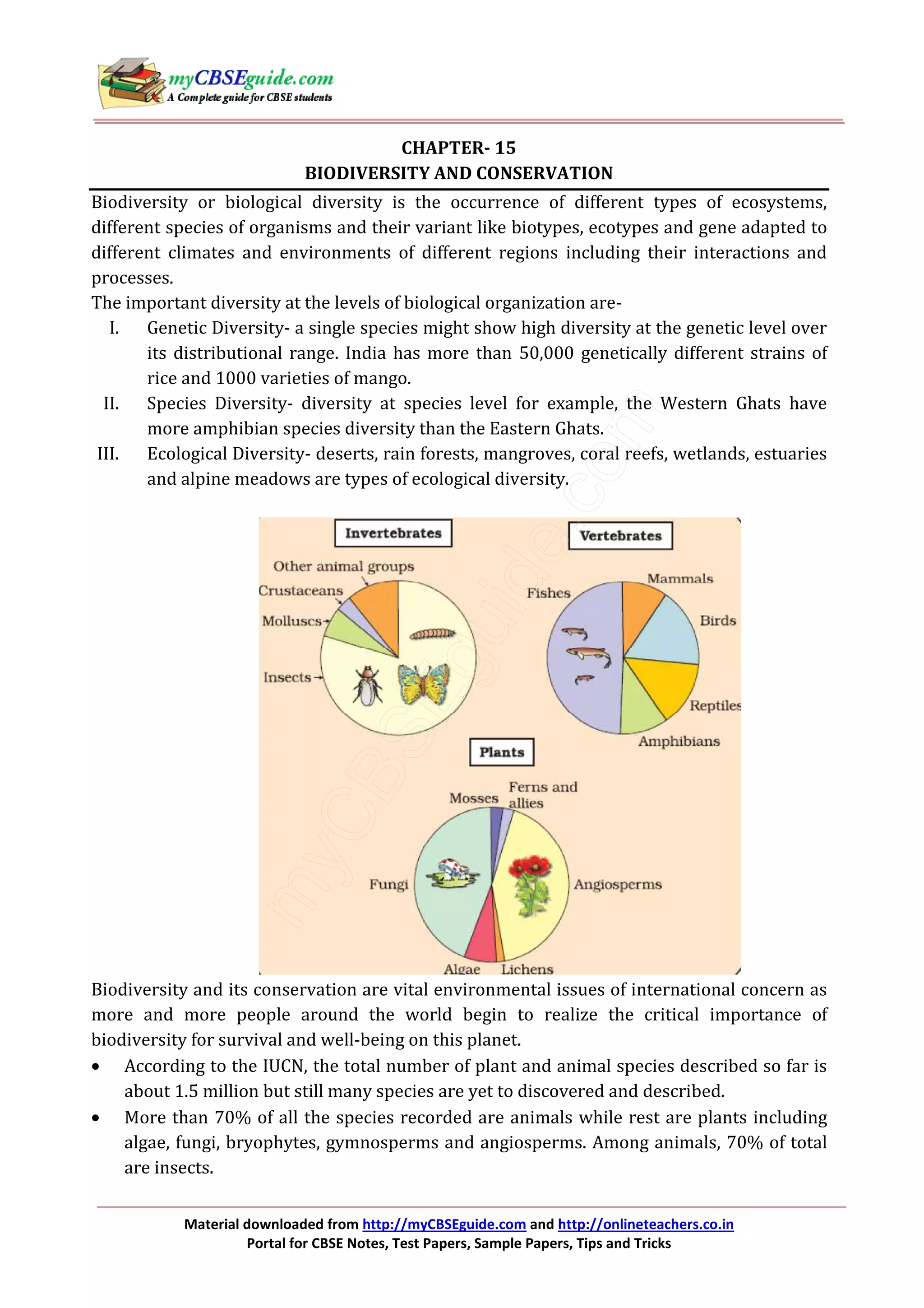 12 biology notes_ch15_biodiversity_and_conservation | PDF
